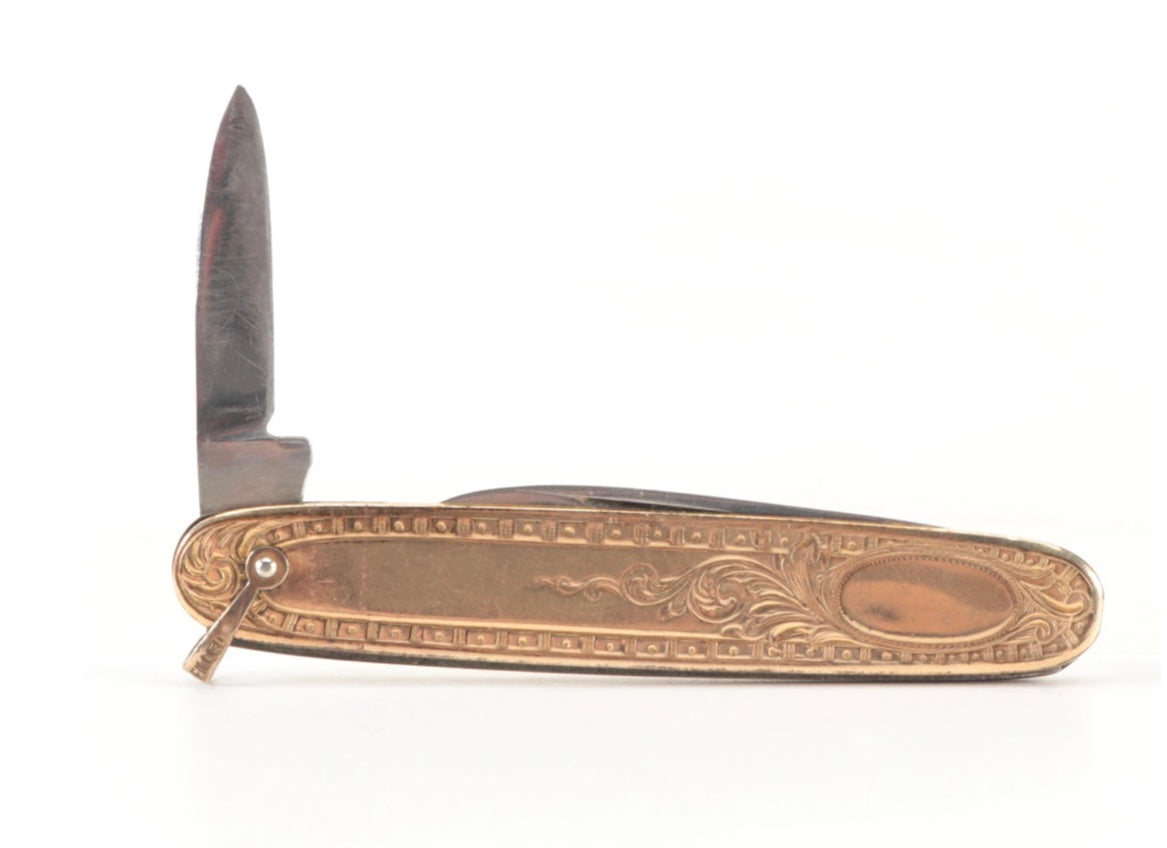 14K Gold Filled Pocket Knife – Blue Ruby
